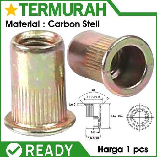 Jual M6 Mur Rivet Nut Rivnut Kuning Besi Carbon Steel Nutsert Tanam ...