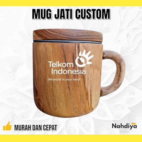 Jual Mug Gelas Kayu Jati Stainless Cangkir Kayu Souvenir Sablon Custom ...