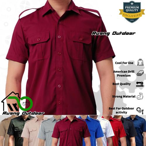 Jual Kemeja Seragam PDL PDH Maroon Lengan Pendek Lapangan Gunung Dinas ...