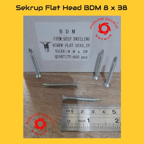 Jual (100 pcs) Sekrup SDS FH 8x38 Self Drilling Screw Flat Head 4 cm ...