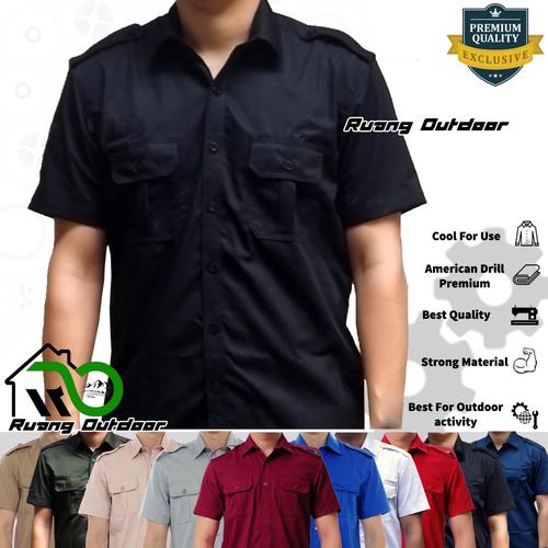 Jual Baju Kemeja PDL PDH Pria Wanita Warna Hitam Lengan Pendek Cocok ...
