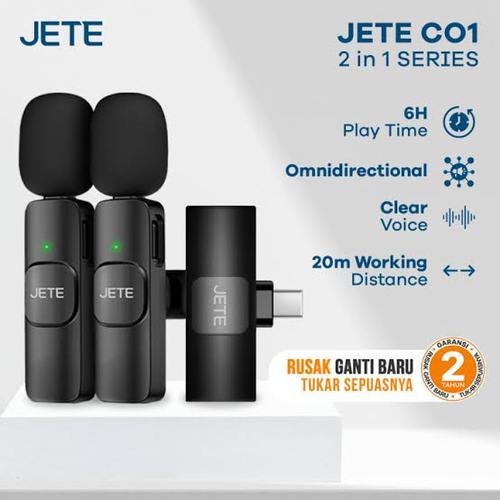 Jual mic wireless/ microphone jete CO1, smartphone usb C, konten, video ...