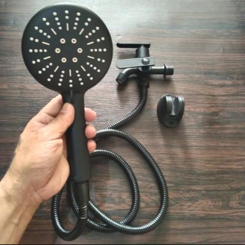 Jual Paket Shower Mandi Bulat Hitam Lengkap kran Cabang Hitam/kran ...