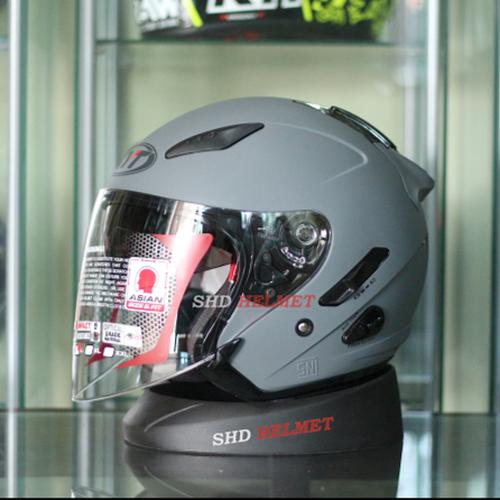 Jual Helm Half Face KYT Galaxy Flat Solid Grey Doff KYT Abu Polos Doff ...