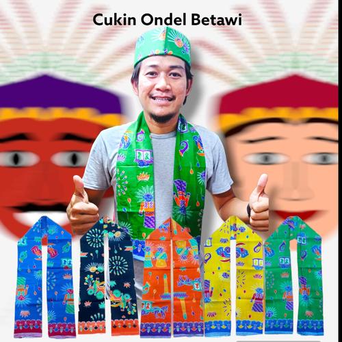Jual SELENDANG BATIK CUKIN BETAWI MOTIF ONDEL ONDEL - Oren - Jakarta ...