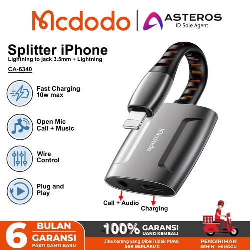 Jual MCDODO Splitter iPhone Ke Jack 3.5Mm +Lightning Audio Open Mic Ca ...