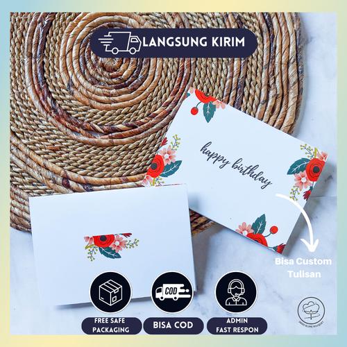 Jual Gift Card / Greeting Card / Kartu Ucapan Motif Bunga Merah - Happy ...
