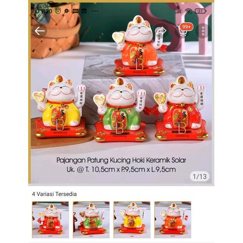Promo Maneki Neko Keramik Solarcell / Kucing Hoki / Kucing ...