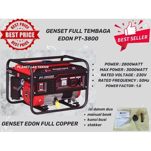 Jual genset edon generator PT-3800D GENSET EDON PT-3800 FULL COPPER ...