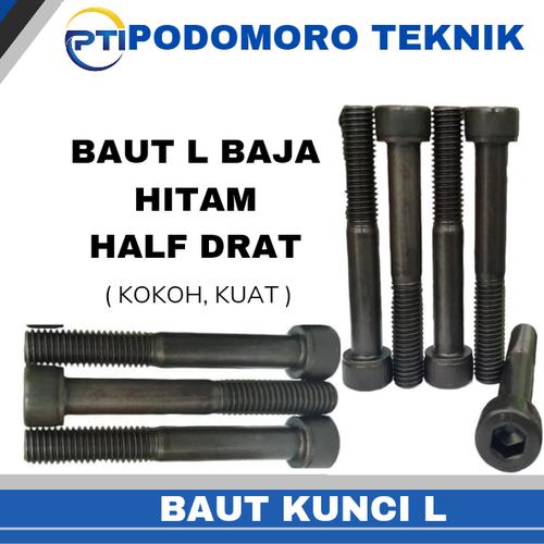 Jual Baut L Baja Hitam M8X35 M8X40 M8X45 M8X50 Baut L Half Drat & Full Drat - M8X45 HT - Kab ...