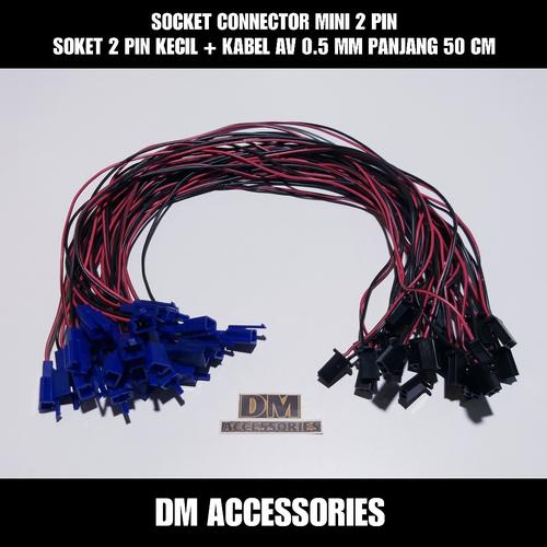 Jual SOKET 2 PIN KECIL SOCKET MALE & FEMALE + KABEL AV 0.5MM PANJANG ...