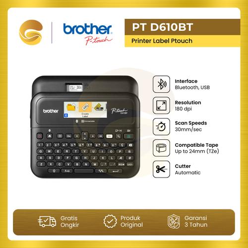 Promo BROTHER Printer Label Maker PT-D610BT Portable Bluetooth D610 ...