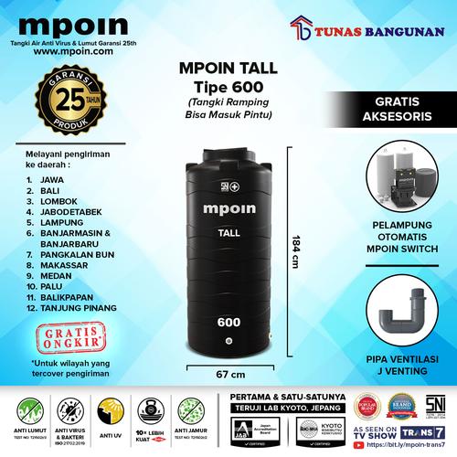 Jual Toren Tangki Air MPoin TALL WAVE Slim 600/900/1100 Liter Tinggi ...