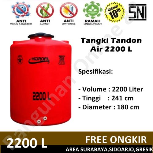 Jual Toren Air Tangki Air Tandon Air Hidrofil 2200 Liter Garansi Murah ...