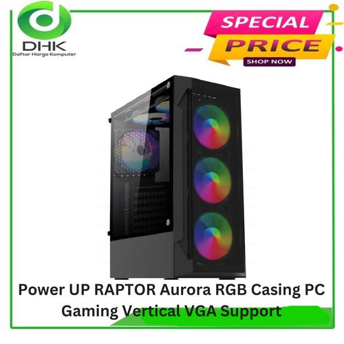 Jual Power UP RAPTOR Aurora RGB Casing PC Gaming Free 4 FAN ARGB ...