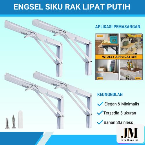 Jual Engsel Siku Rak Lipat Foldable Bracket Stainless Putih | 2062 - 16 ...