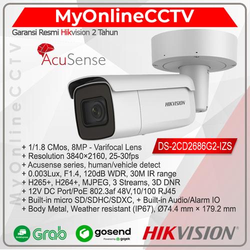 Promo DS-2CD2686G2-IZS Hikvision 8MP Varifocal Motorize Zoom Lens IPCAM ...
