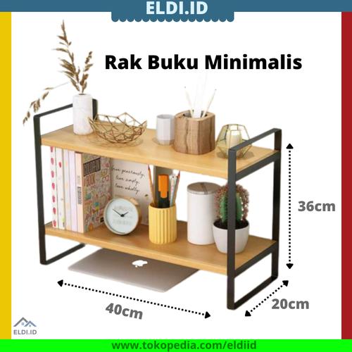 Promo Rak Buku Minimalis Besi Kayu Kecil Mini Meja 2 Susun Bookshelf ...