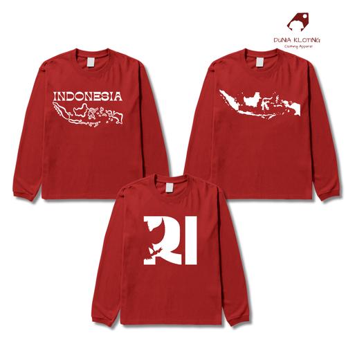 Promo [HUT RI] Baju Kaos Lengan Panjang LOGO INDONESIA PREMIUM 30S ...
