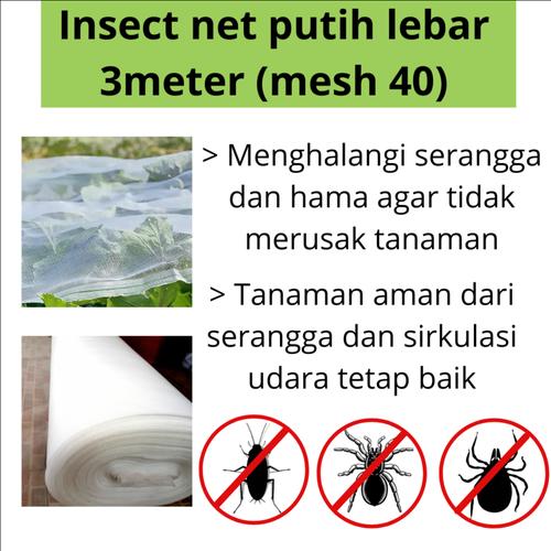 Jual Jaring Insect net Green House per meter. Lebar 3 Meter Mesh 40 ...