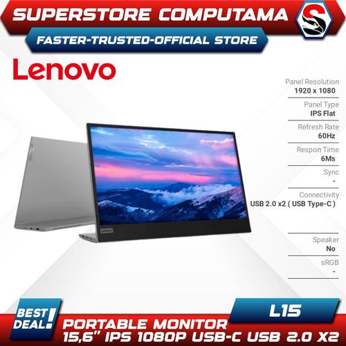 Promo Monitor LED Portable Mobile Lenovo L15 15.6" IPS 1080p USB-C ...