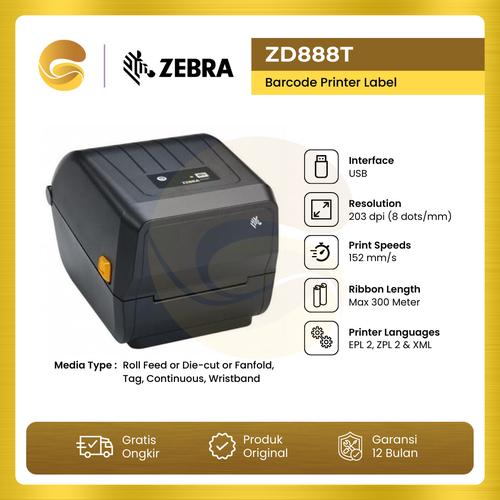 Promo ZEBRA Barcode Printer ZD888T Sticker Label Barcode ZD 888 ZD888 ...
