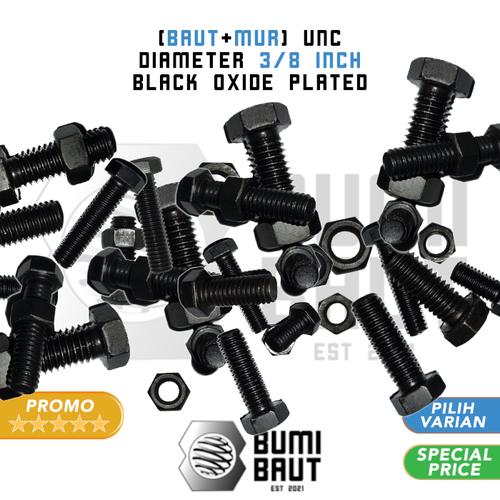 Jual Baut Mur UNC 3/8" Inci Hexagon Besi Hitam (Kunci 14) Drat Kasar - 3/8X3/4 - Kab. Bogor ...