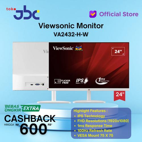Promo Monitor LED VA2432-H-W ViewSonic 24" IPS Frameless 100hz 1ms FHD ...