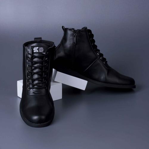 Jual Sepatu Semi Boot Casual Formal Pantofel High Zipper Black Pria ...