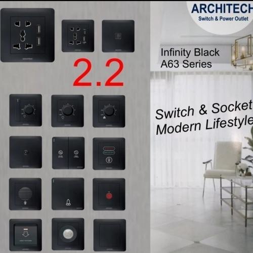 Jual Stop Kontak Hitam Architech Infinity Black Series StopKontak USB ...