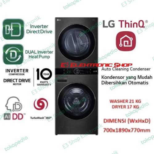 Promo Mesin Cuci LG Wash Tower WT2117NHB Washer 21Kg Dryer 17Kg ...