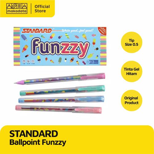 Jual BOLPEN / BALLPOINT / PULPEN STANDARD GEL FUNZZY BLACK (1PAK) MURAH ...