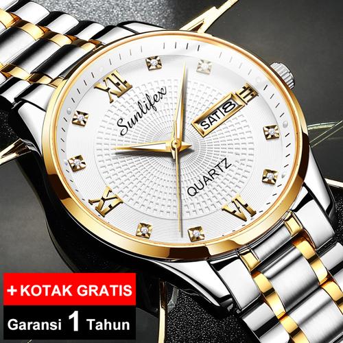 Promo Sunlifex Jam Tangan Pria Original Kuarsa Calendar Mewah Mode Pria - SilverWhite - Jakarta ...