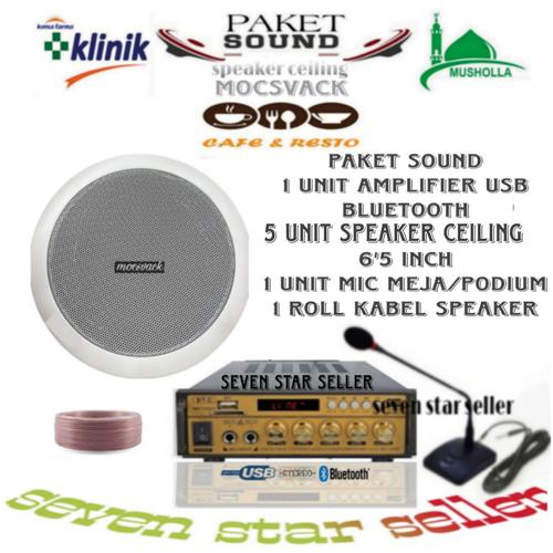 Jual paket sound cafe resto speaker ceiling 6'5 inch mic meja ( 5 ...