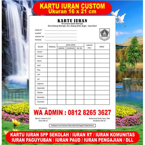 Jual Cetak Kartu Iuran Spp Sekolah Iuran Rt Kartu Iuran Pengajian