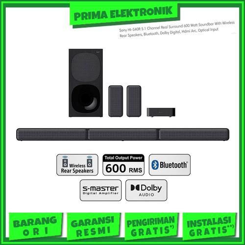 Jual Sony HT-S40R Soundbar 5.1Ch 600Watt Wireless Rear Speaker HTS40 ...