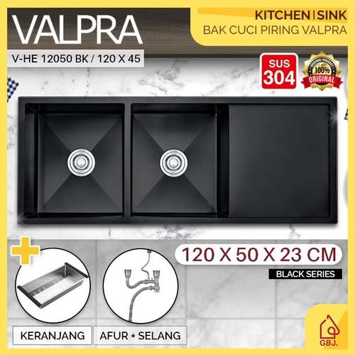 Jual BAK CUCI PIRING 2 LUBANG VALPRA 120X50 SUS304 BLACK KITCHEN SINK ...