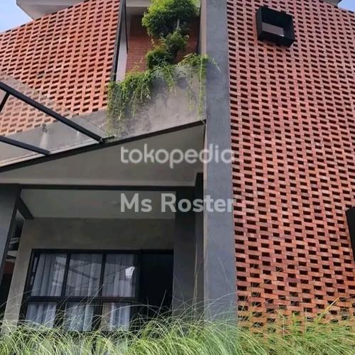 Jual bata ekpose trapesium/warna natural merah/hiasan dinding/dekorasi ...