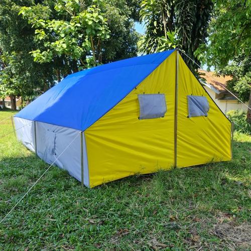 Jual Tenda pramuka 3x4 fullset rangka - Biru-kuning, kain tnpa tiang ...