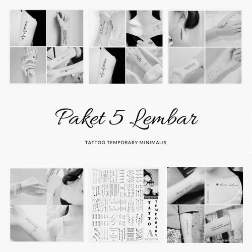 Jual Paket 5 Lembar Tattoo Temporary Minimalis Tulisan Tato Temporer ...