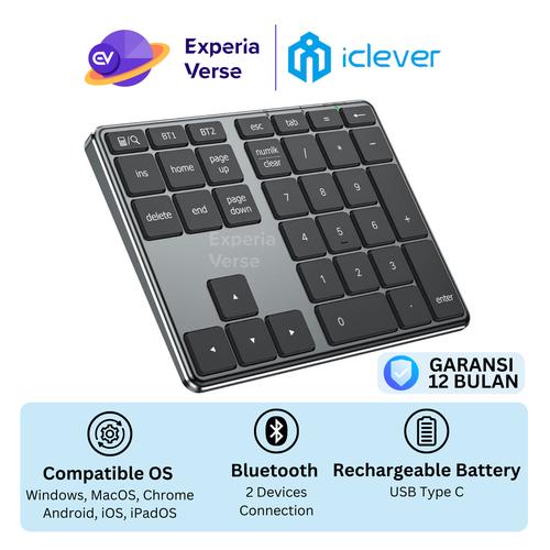 Promo iClever KP10 Bluetooth 5.1 Wireless 34 keys Numpad Keypad Multidevices - Jakarta Barat ...