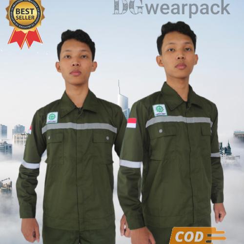 Jual Wearpack safety atasan,baju seragam kerja hijau army polos - hijau ...