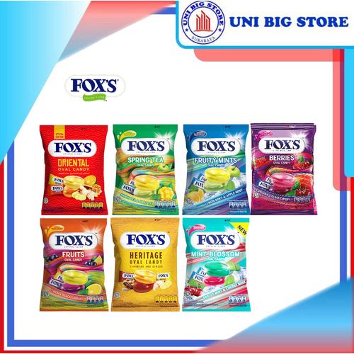Jual Permen Foxs Fox's Crystal Oval Candy Bag 125 gr Fruit Mint Berry ...