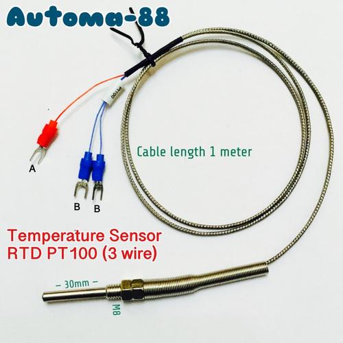 Jual Thermocouple PT100 kabel 1m Probe 30mm 3cm Temperature Sensor 3 ...