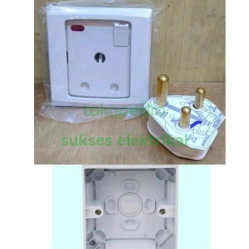 Jual MK 515 WHI Stop kontak AC kaki 3 bulat unfuse steker kaki3 bulat ...
