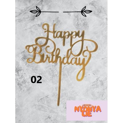 Jual CTA24 Cake Topper Huruf Happy Birthday Acrylic Gold Hiasan Kue ...