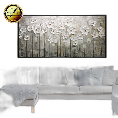 Jual lukisan bunga texture tebal 60x120 cm - 120x60+frame - Kab ...