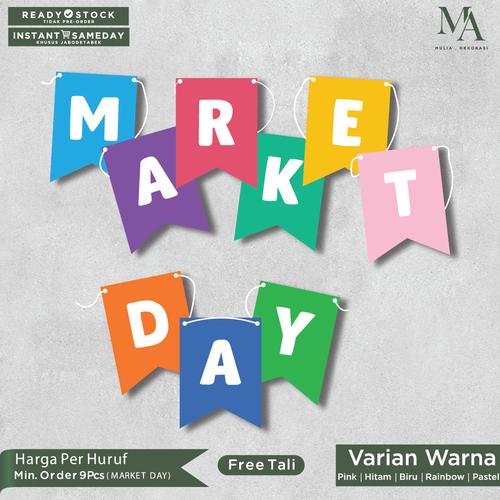 Promo Bunting Flag Banner Custom Market Day Per 9 Huruf Biru Rainbow ...