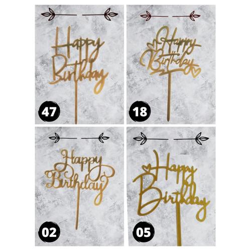 Jual CTA24 Cake Topper Huruf Happy Birthday Acrylic Gold Hiasan Kue ...