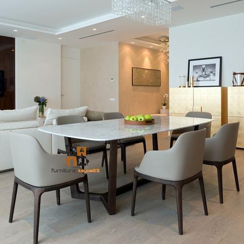 Jual dining table set marble k6 meja makan set marmer kursi 6 marmer ...